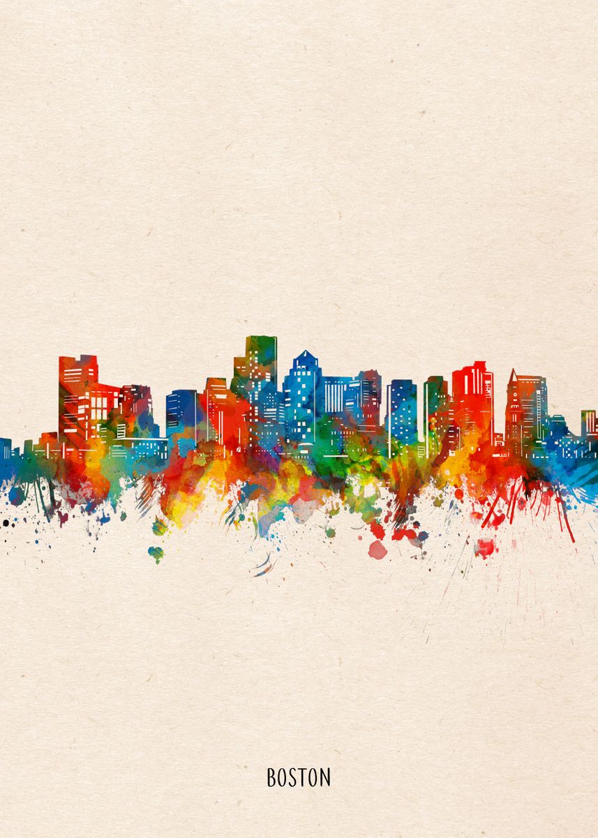 'boston watercolor' Poster by Bekim Art | Displate