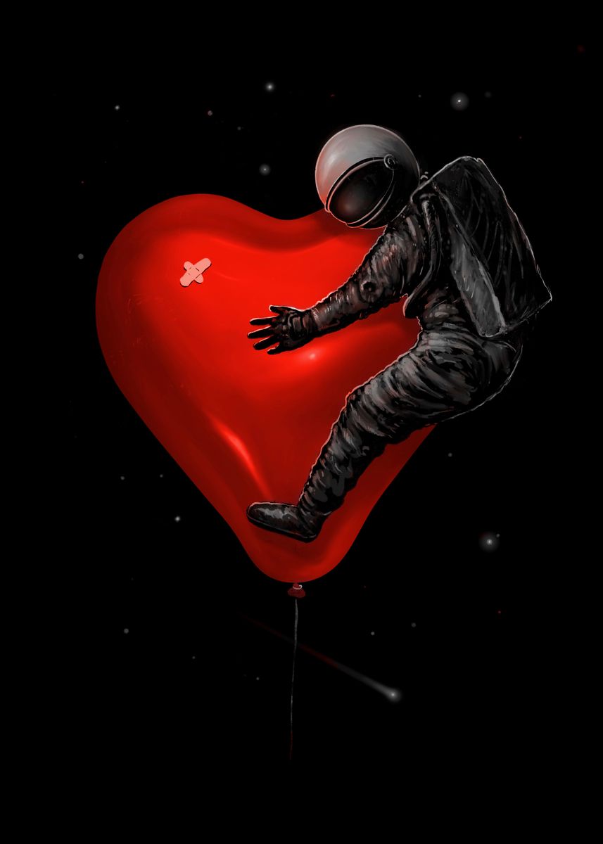'Space Love' Poster, picture, metal print, paint by Nicebleed | Displate
