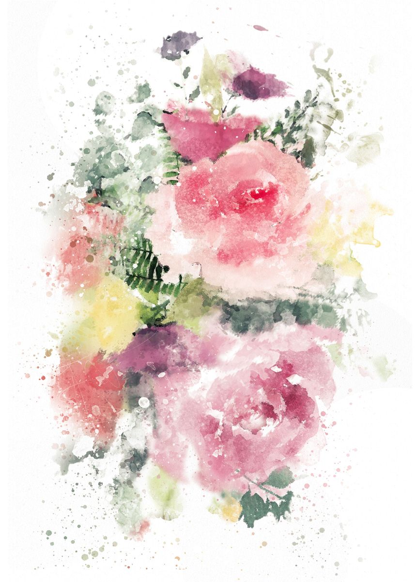 'Abstract Roses Bouquet' Poster by Gush Art Studio | Displate