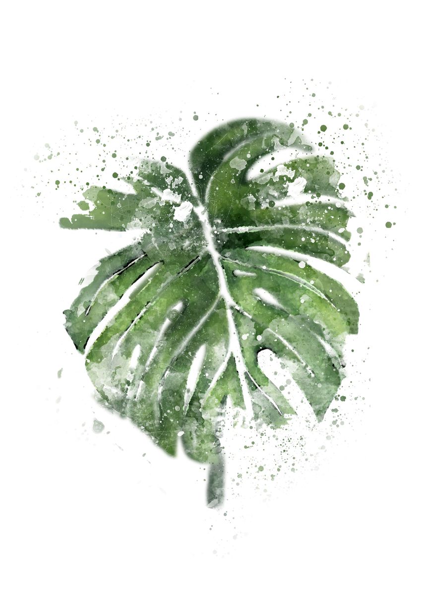 'Abstract Monstera Leaf' Poster, picture, metal print, paint by Gush ...