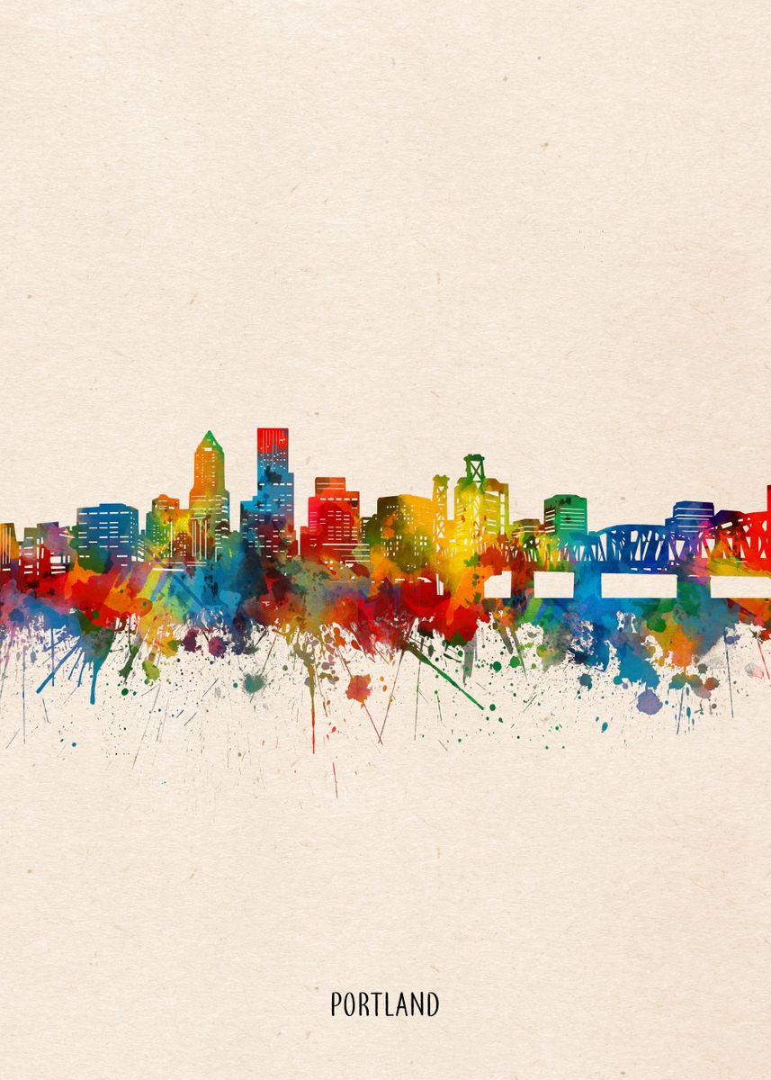 'portland watercolor' Poster, picture, metal print, paint by Bekim Art ...