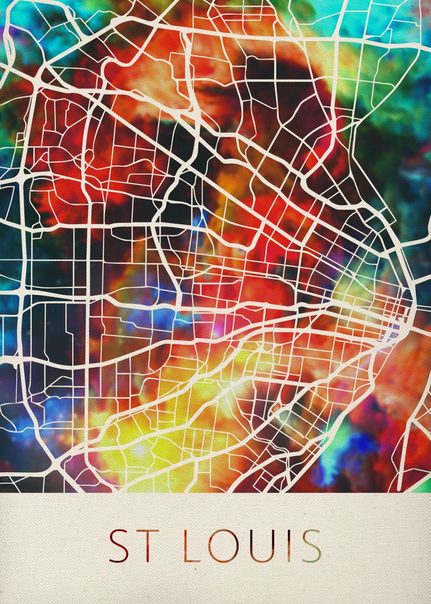 'St Louis Watercolor Map' Poster by Design Turnpike | Displate