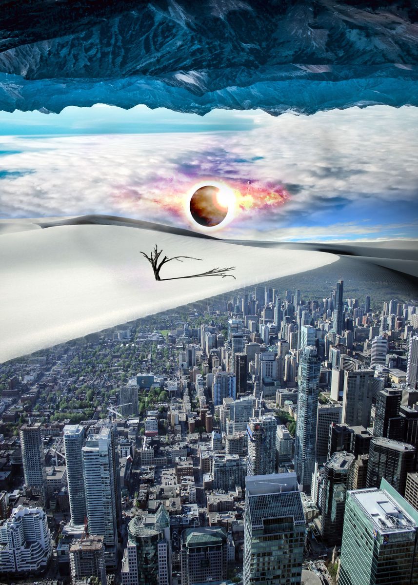 'City desert mountain mix' Poster by Milos Maric | Displate