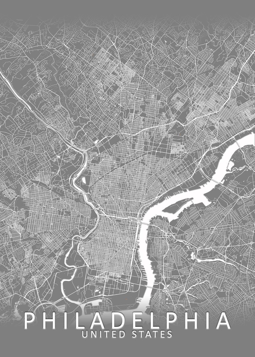'Philadelphia Grey 3D City ' Poster by City Map Art Prints | Displate