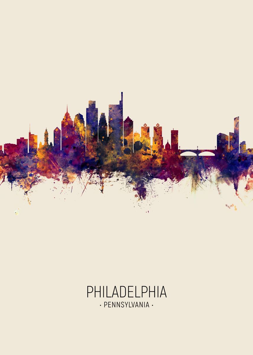 'Philadelphia Skyline' Poster, picture, metal print, paint by Michael ...