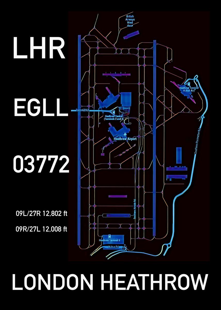 'LHR London Heathrow' Poster by Helge Art | Displate