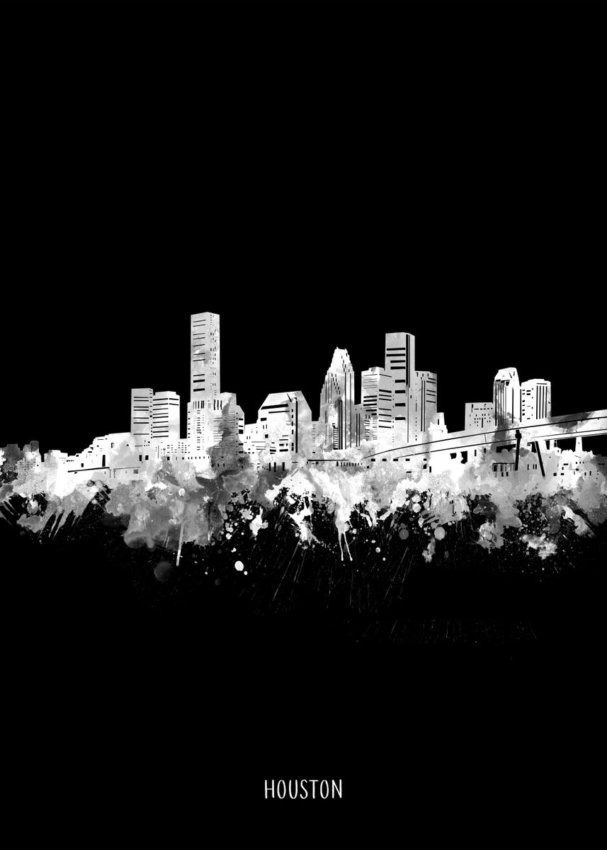 'houston city black' Poster, picture, metal print, paint by Bekim Art ...