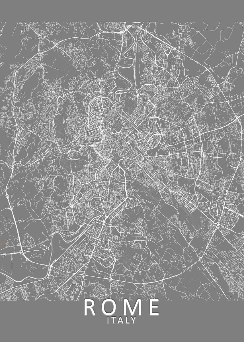'Rome Grey City Map 3D ' Poster by City Map Art Prints | Displate