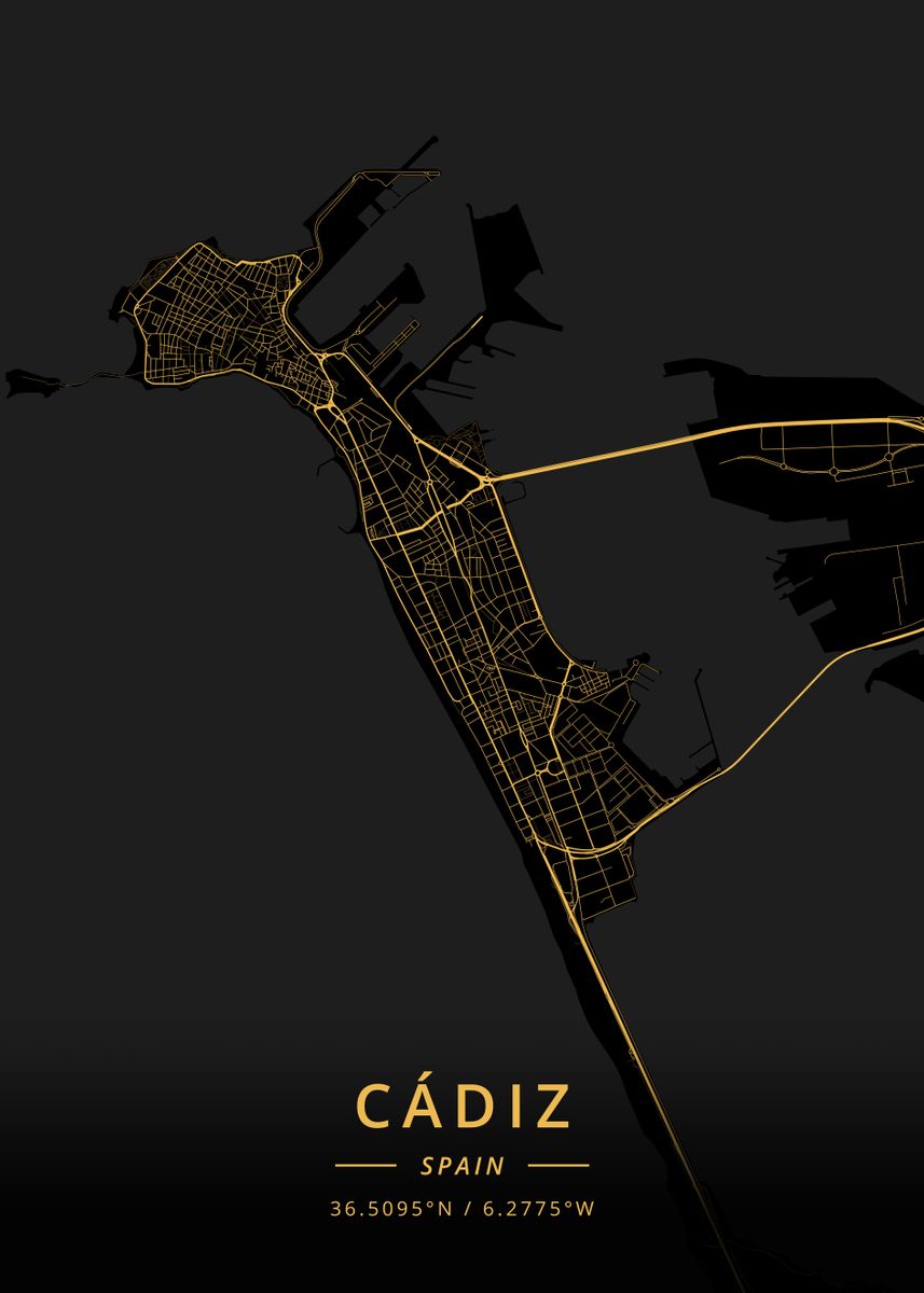 'Cadiz Spain' Poster by Designer Map Art | Displate