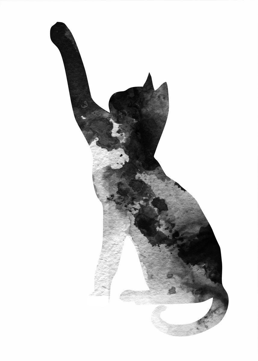 'Amazing ink cat' Poster, picture, metal print, paint by Anna Solovey ...