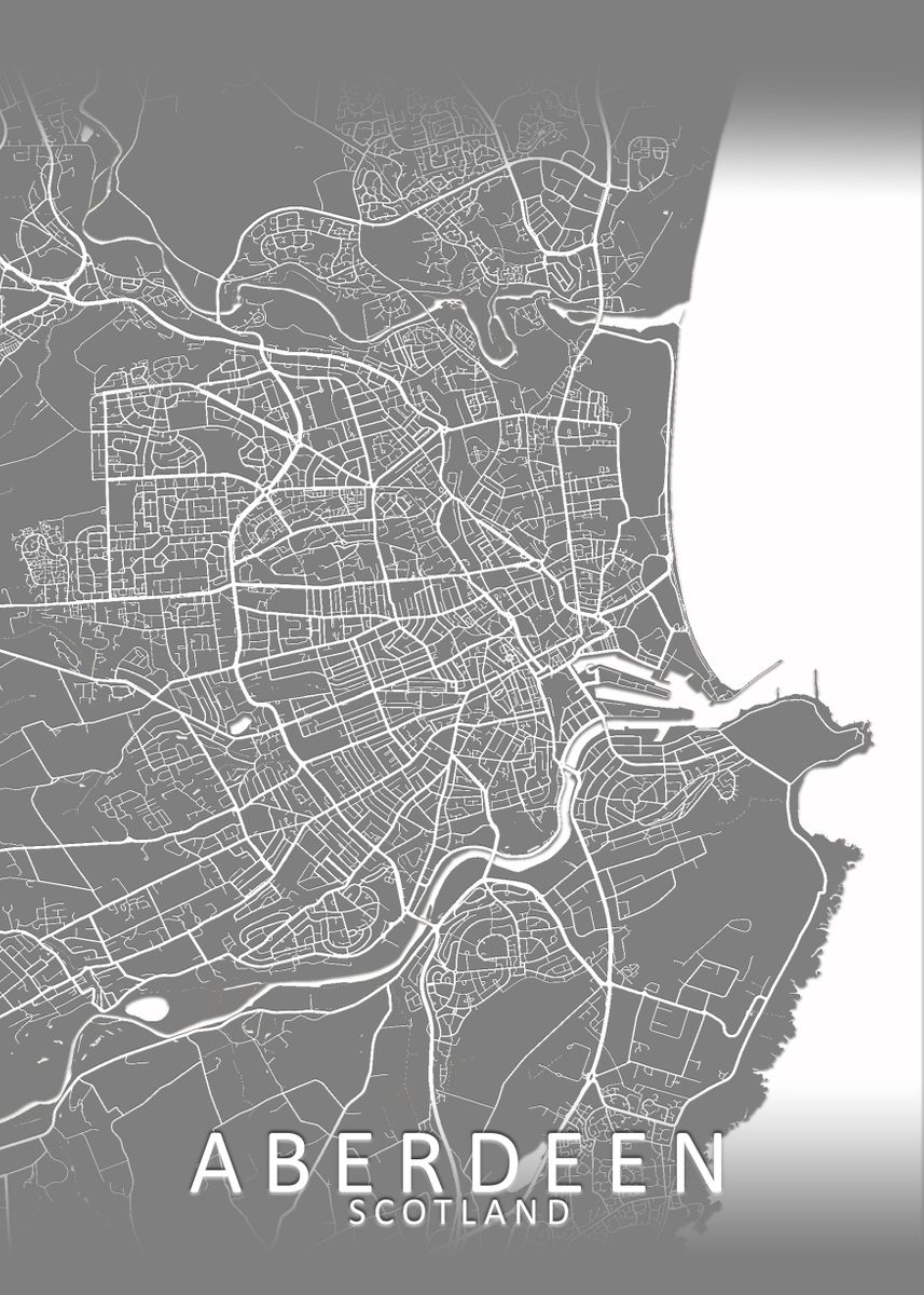 'Aberdeen Grey 3D City Map' Poster, picture, metal print, paint by City ...