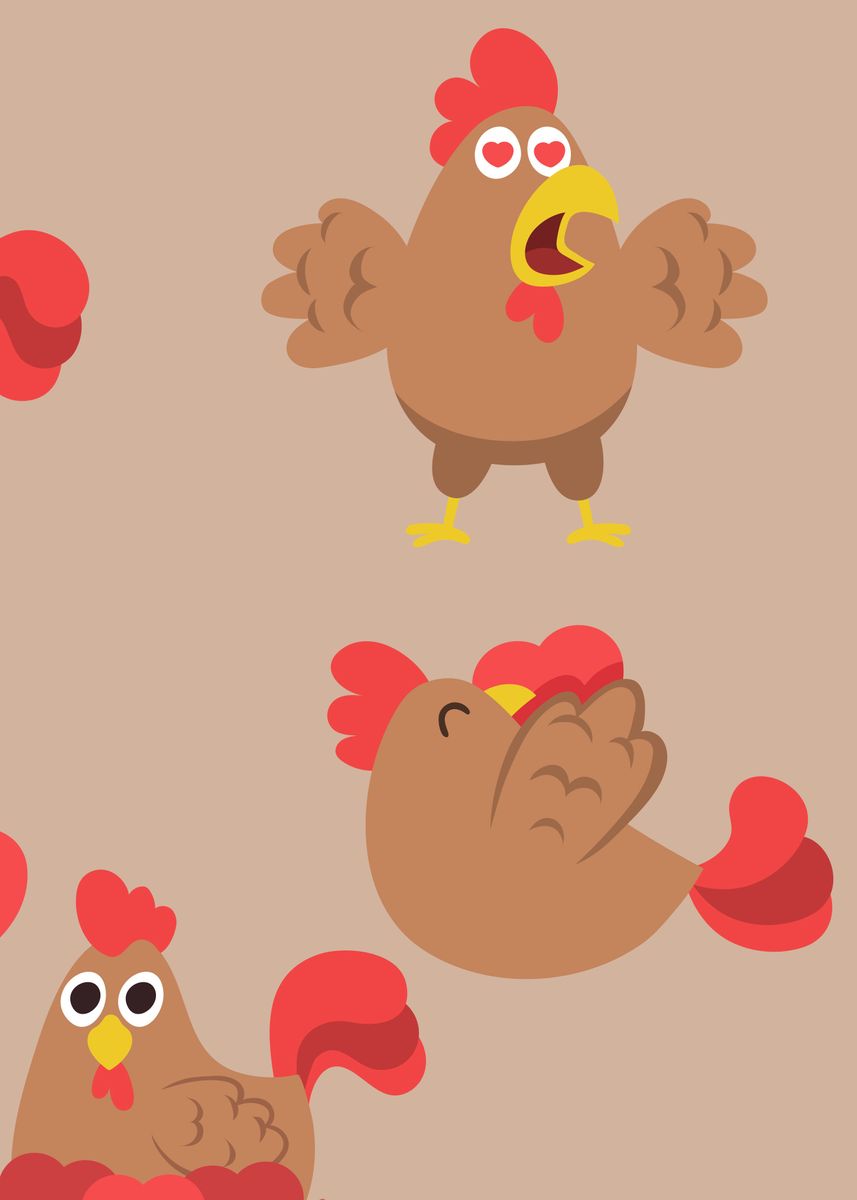 'cartoon chicken' Poster by Withun Thongklai | Displate