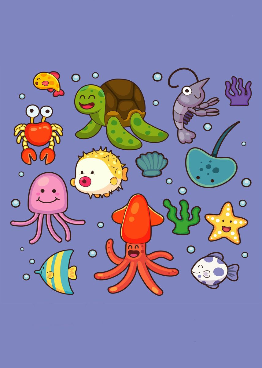 'sea animals' Poster by Withun Thongklai | Displate