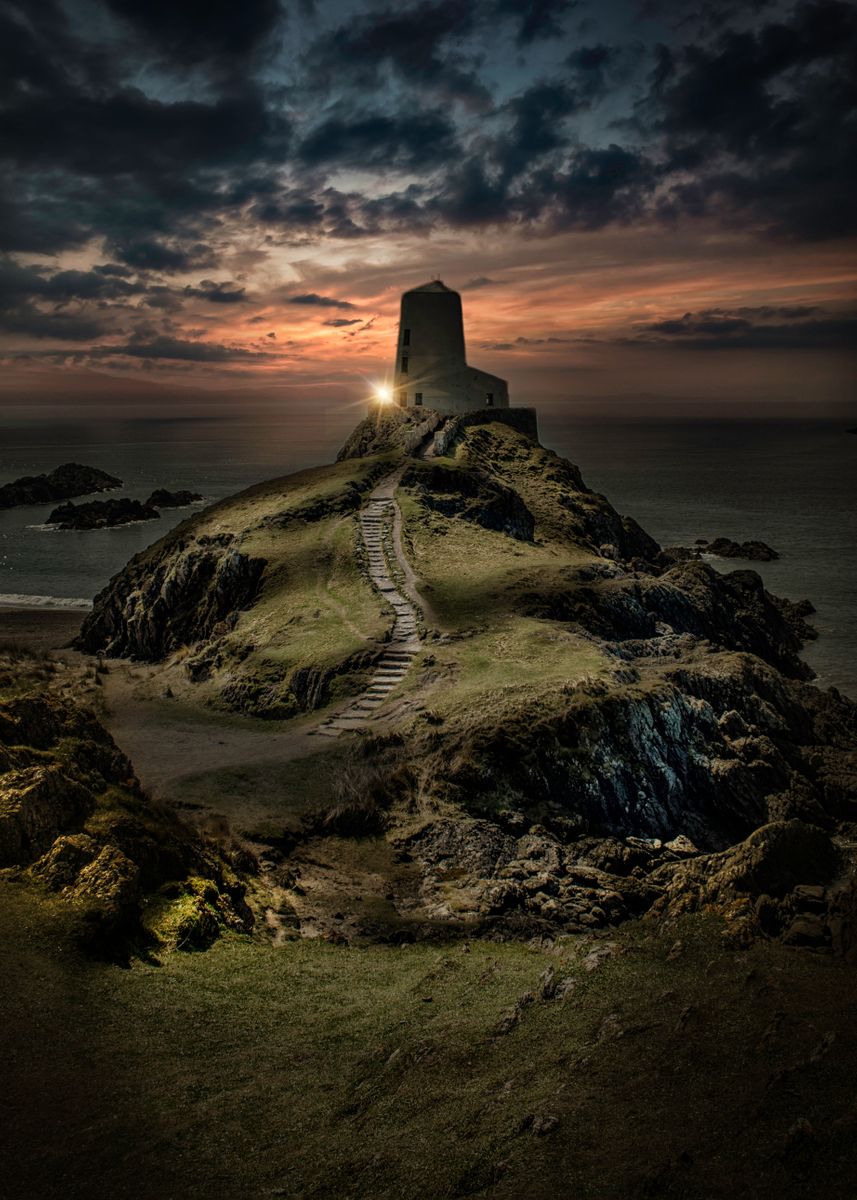 'Sunset at the Lighthouse' Poster, picture, metal print, paint by Carl ...