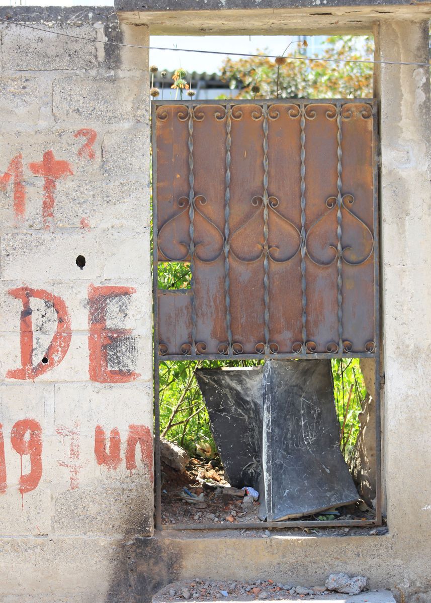 'Rust Covered Door in a Wal' Poster, picture, metal print, paint by ...