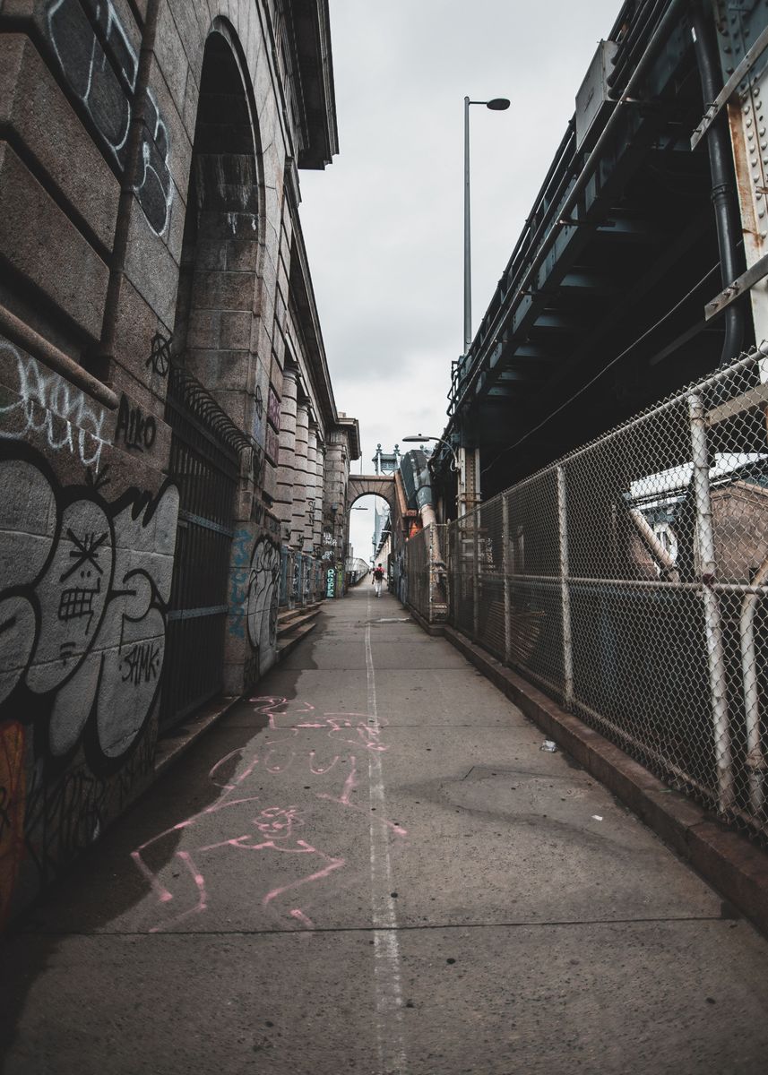 'Small Alley City Tram' Poster by Alexander Gehrmann | Displate