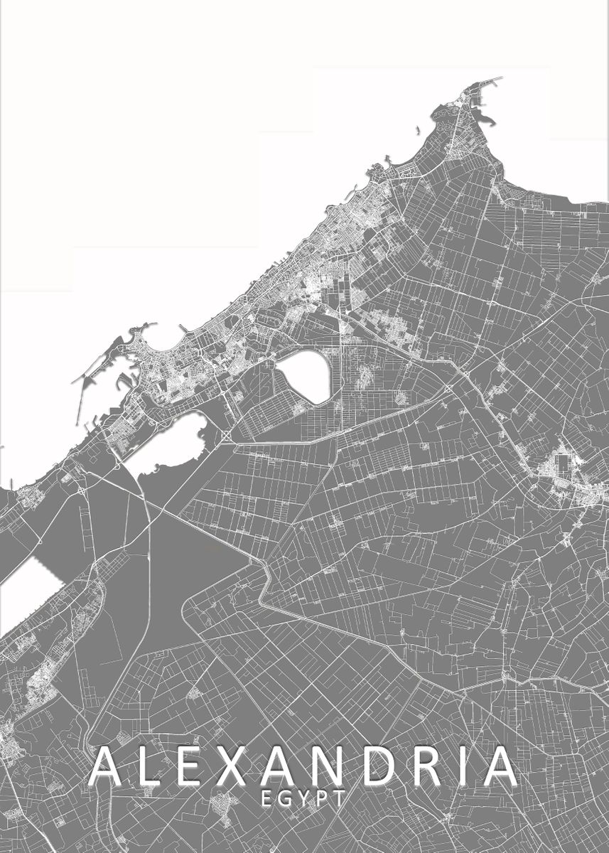 'Alexandria Grey City Map' Poster, picture, metal print, paint by City ...