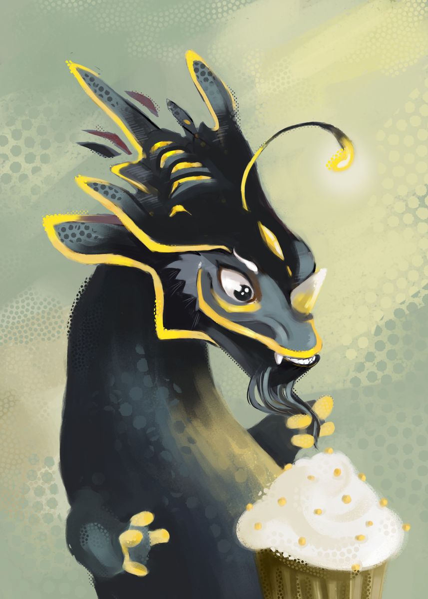 'Muffin Dragon' Poster, picture, metal print, paint by Sunny Night | Displate