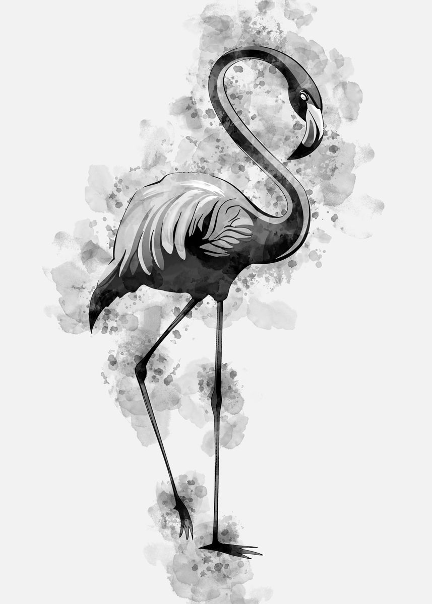 'Flamingo Ink' Poster by Mateusz Ślemp | Displate