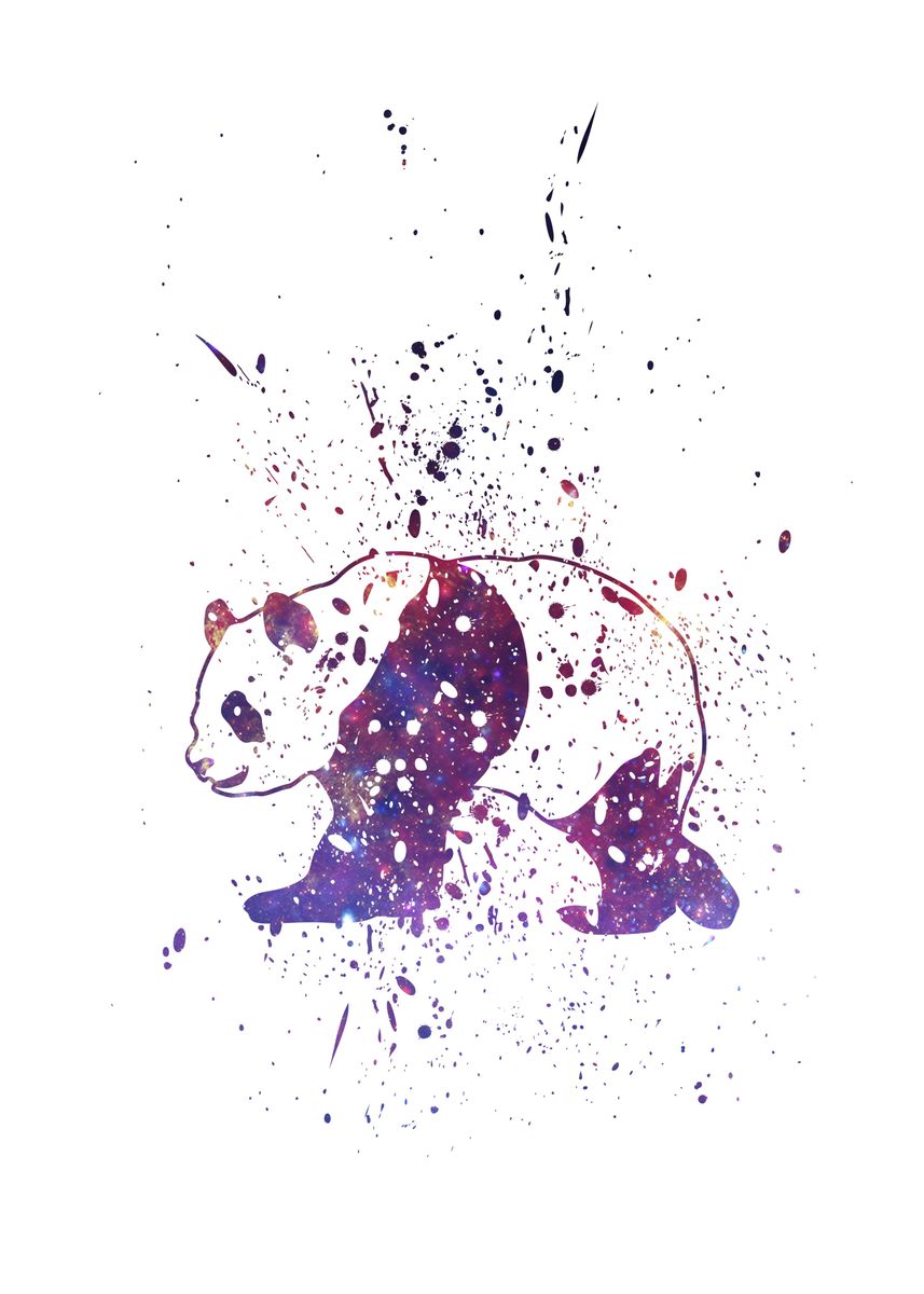 'Panda Galaxy Splatter' Poster by MaNia Creations | Displate