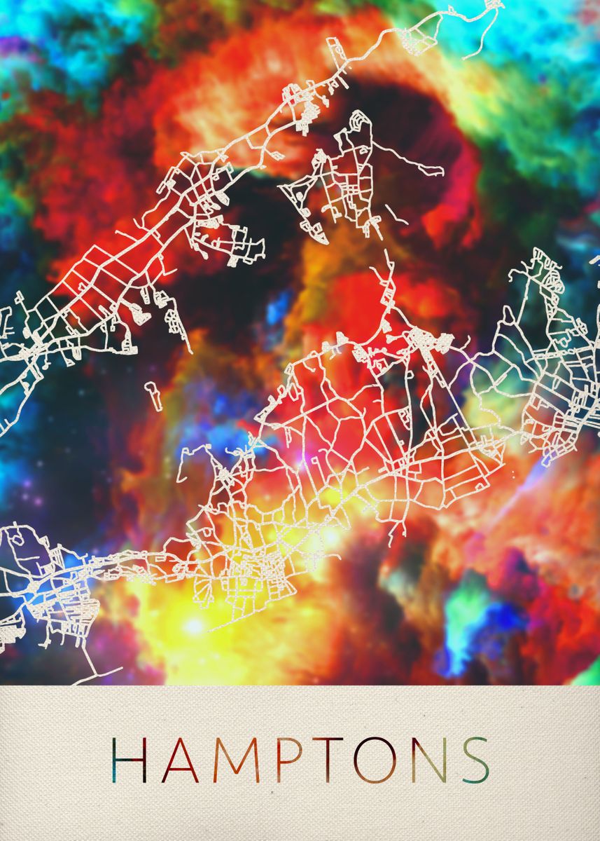'Hamptons Watercolor Map' Poster by Design Turnpike | Displate