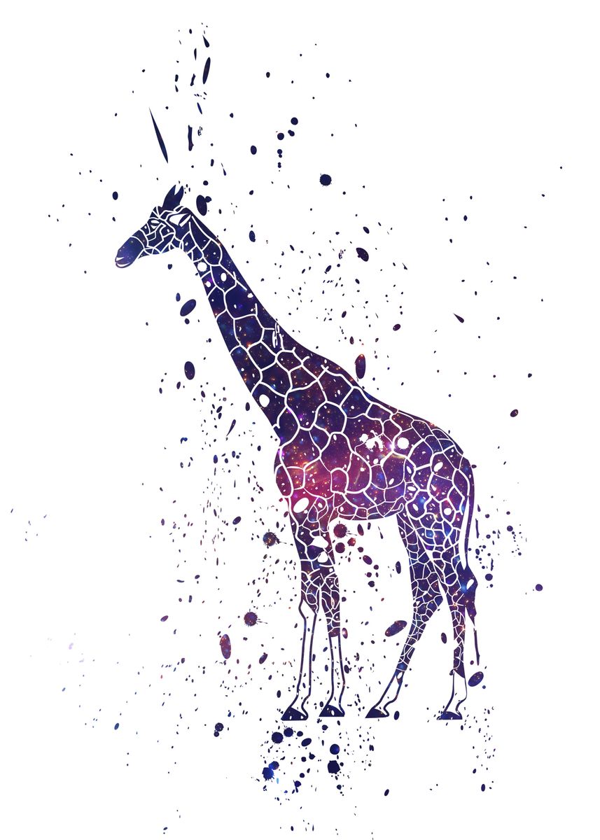 'Giraffe Galaxy Splatter' Poster by MaNia Creations | Displate