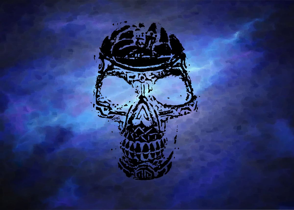 'Galaxy Mist Skull' Poster by Designer Bros | Displate