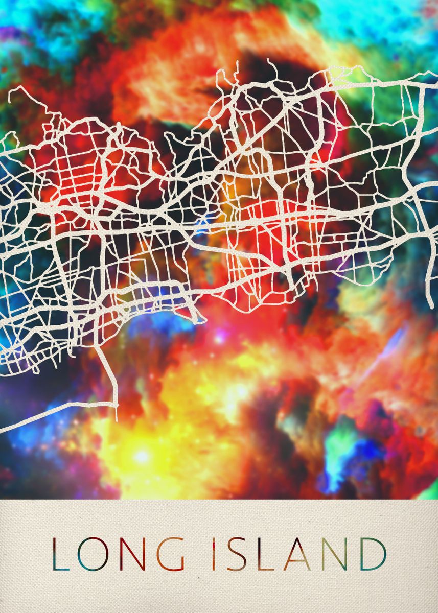 'Long Island Watercolor Map' Poster by Design Turnpike | Displate