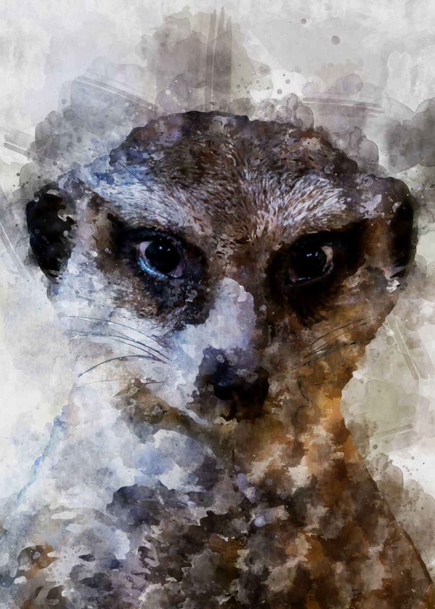 'Meerkat' Poster, picture, metal print, paint by Printed Artings | Displate