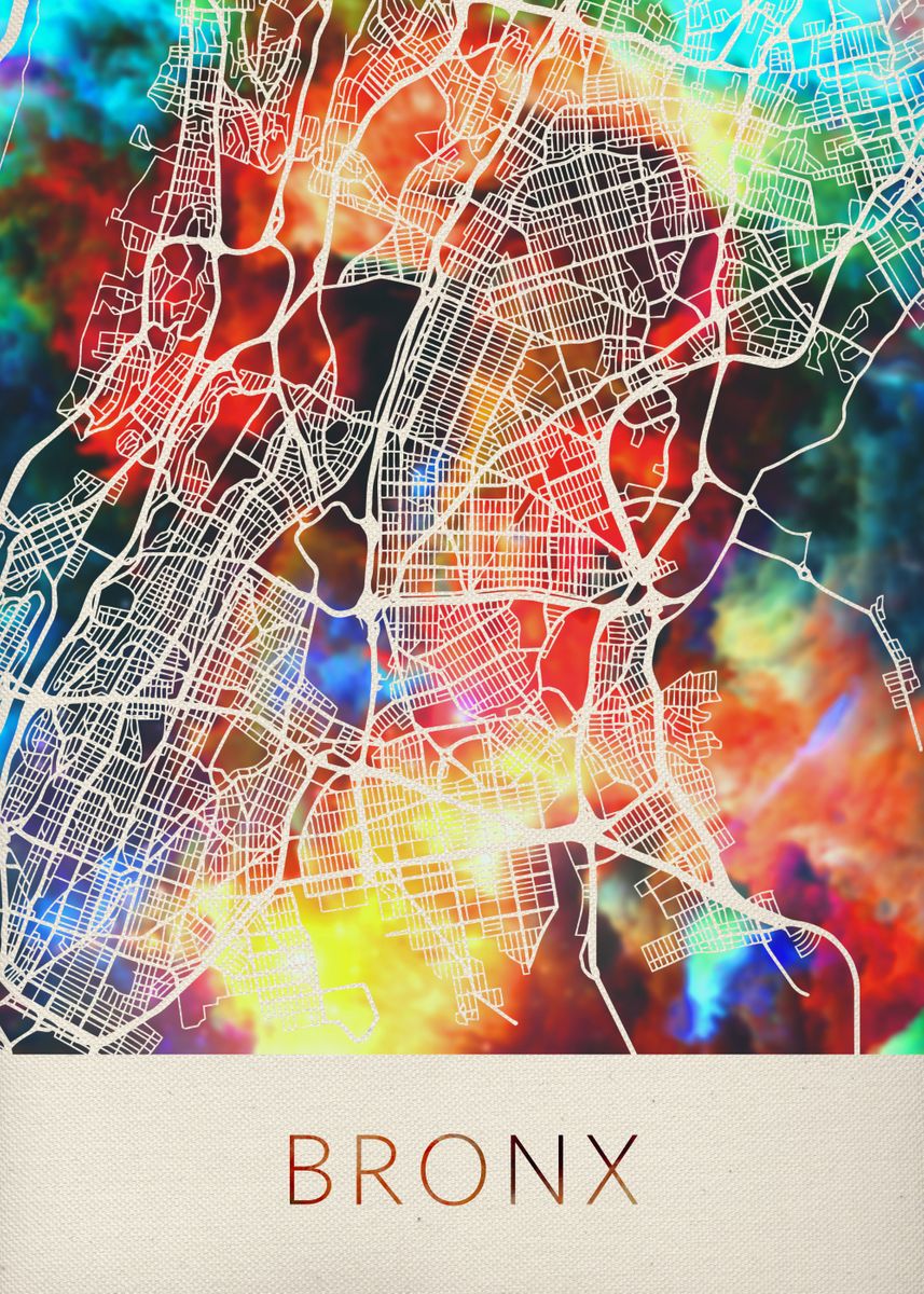 'Bronx Watercolor City Map' Poster by Design Turnpike | Displate