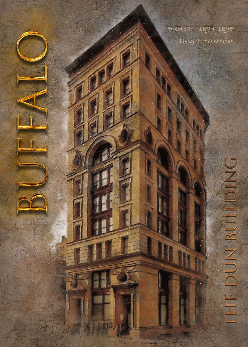 'The Dun Building Buffalo' Poster, picture, metal print, paint by Petra ...