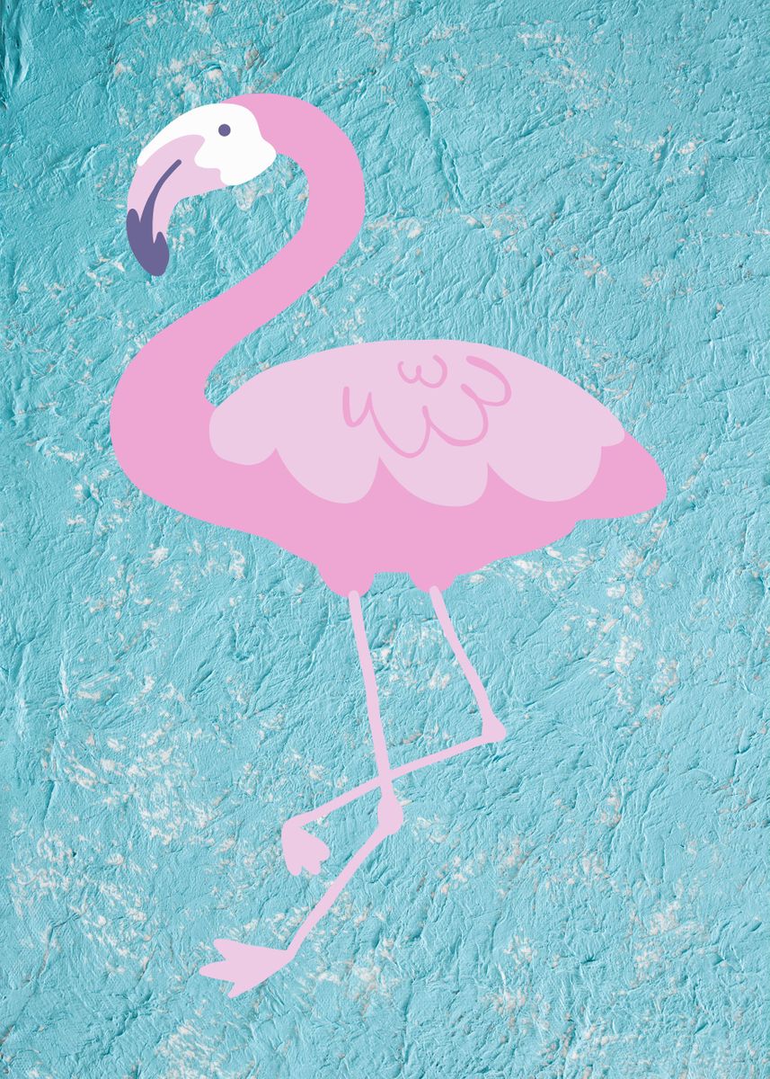 'Tropical Blue Flamingo' Poster, picture, metal print, paint by ...