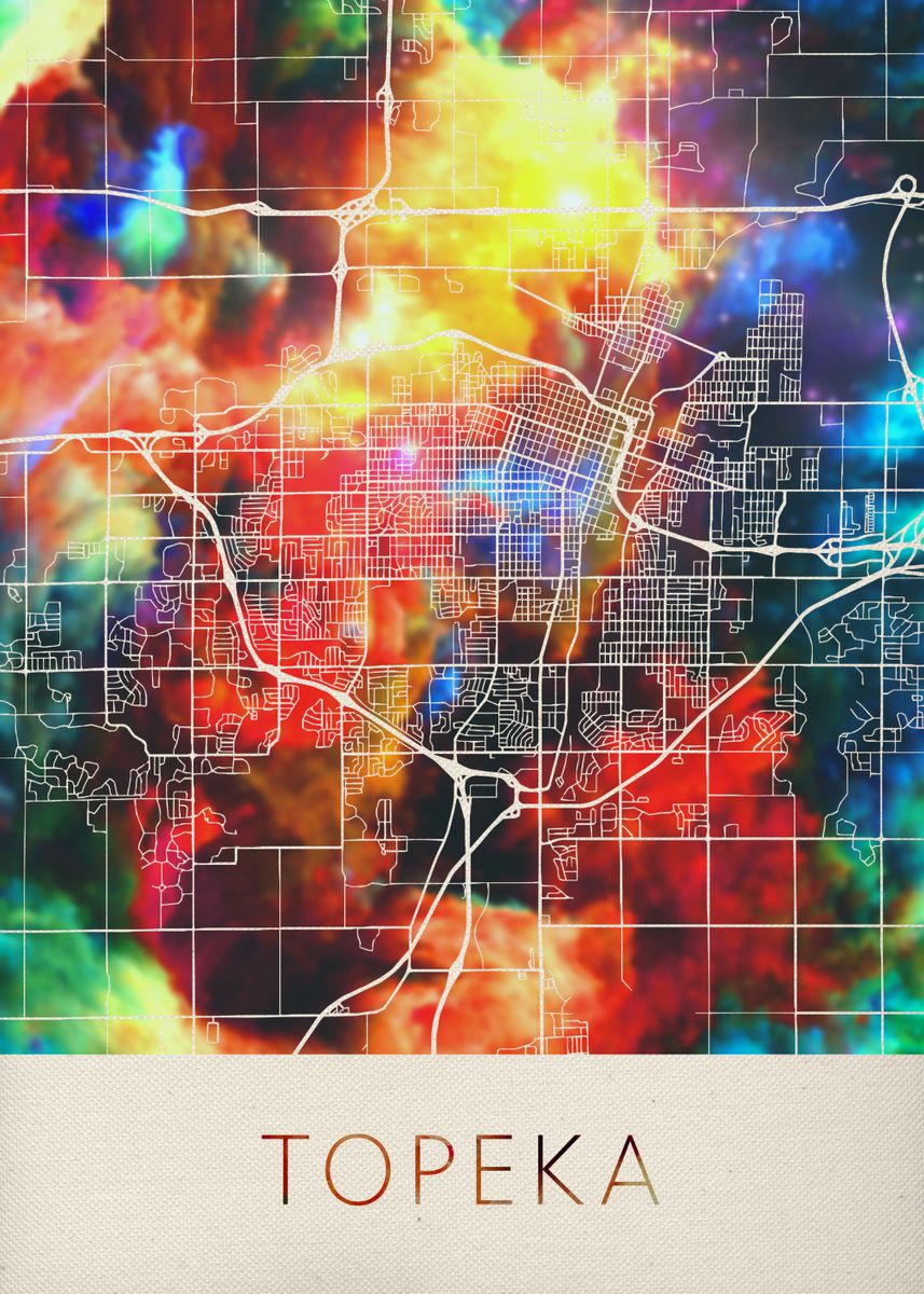 'Topeka Watercolor City Map' Poster by Design Turnpike | Displate