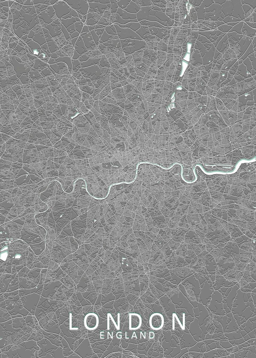 'London Grey City Map' Poster, picture, metal print, paint by City Map ...