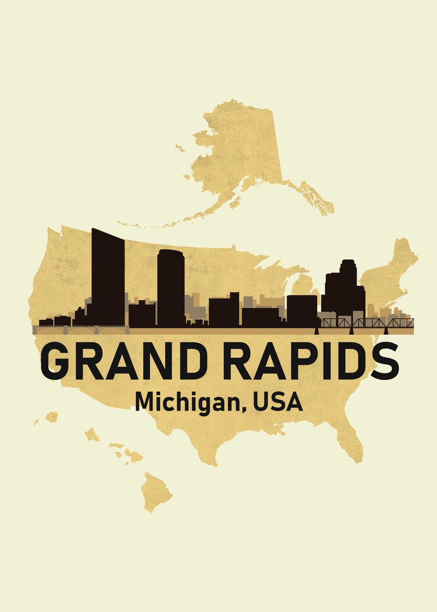 'Grand Rapids USA' Poster, picture, metal print, paint by Iwoko | Displate