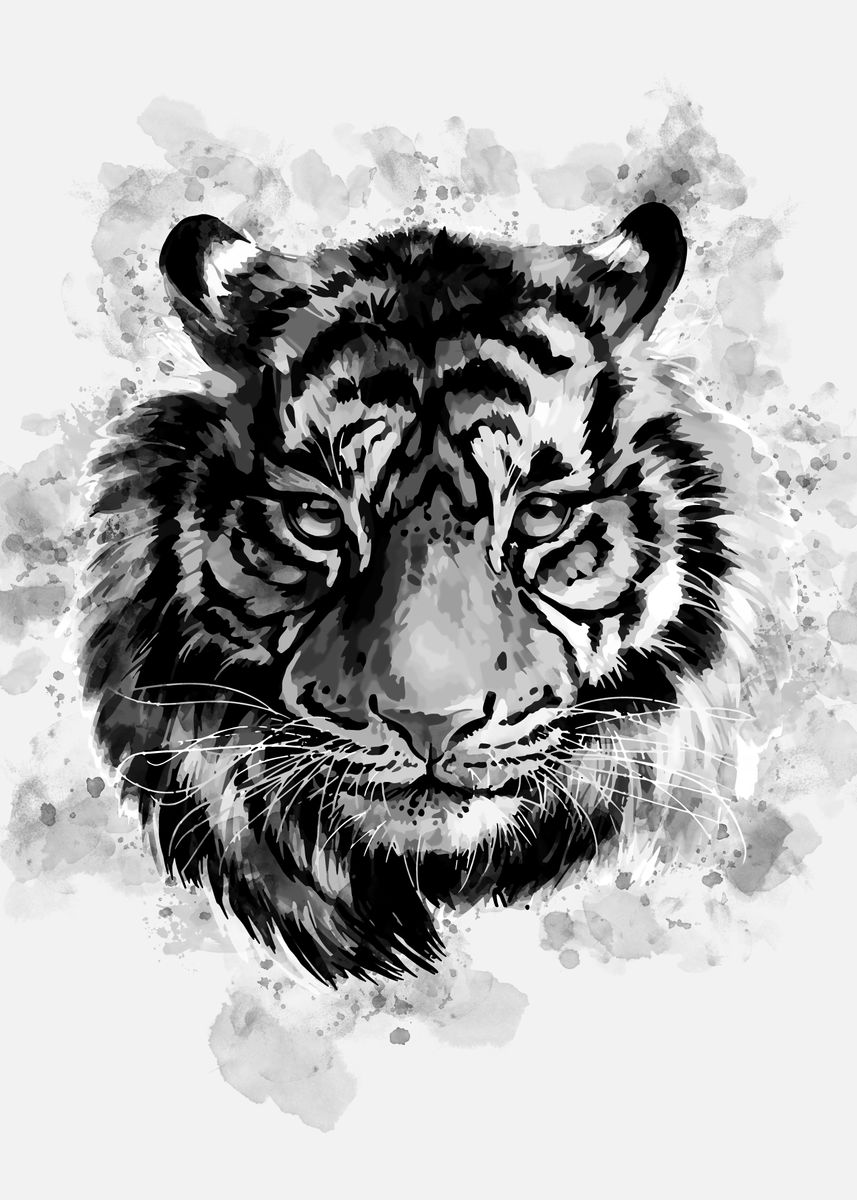 'Tiger Ink 2' Poster, picture, metal print, paint by Mateusz Ślemp ...