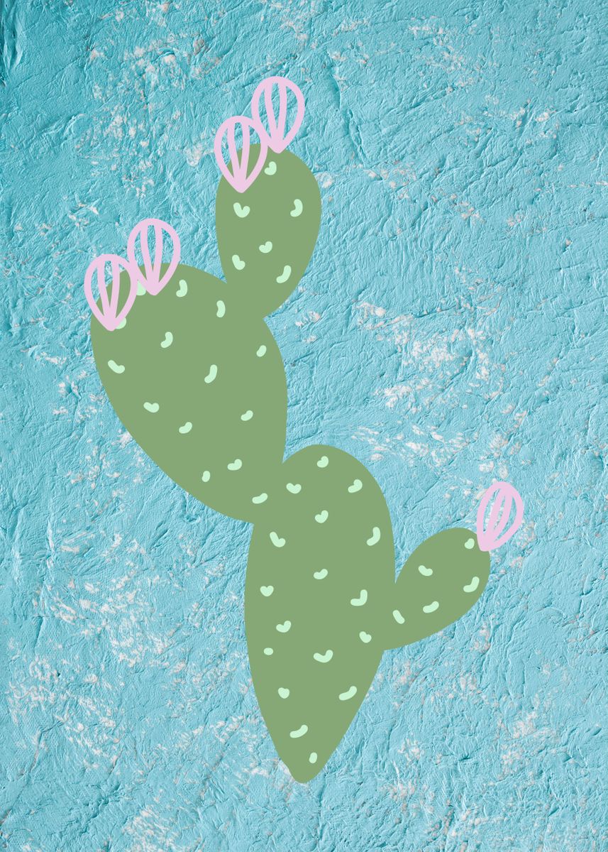 'Tropical Blue Kaktus' Poster, picture, metal print, paint by Graphicco ...