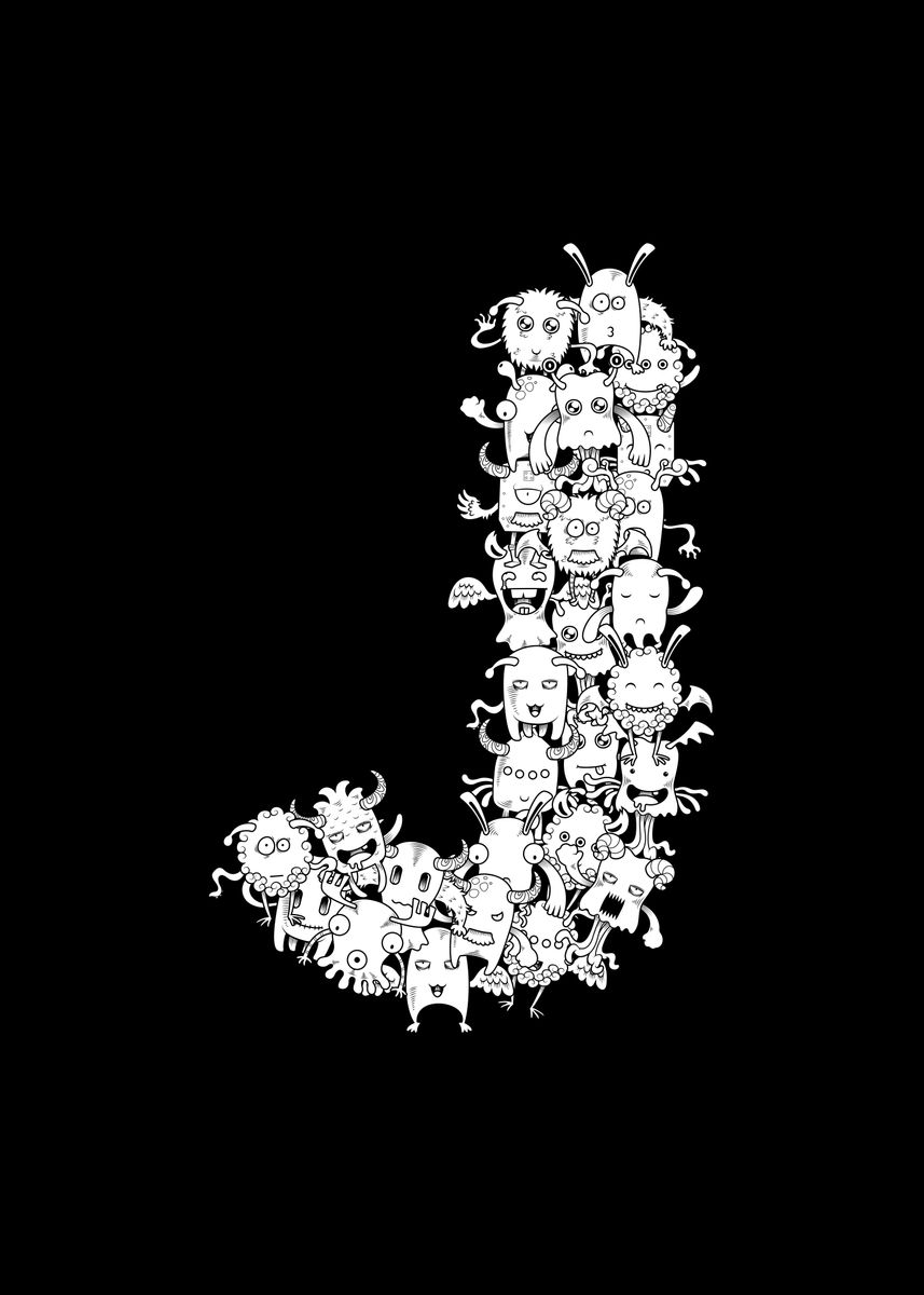 'Letter J Monster Doodle' Poster by ndolop studio | Displate