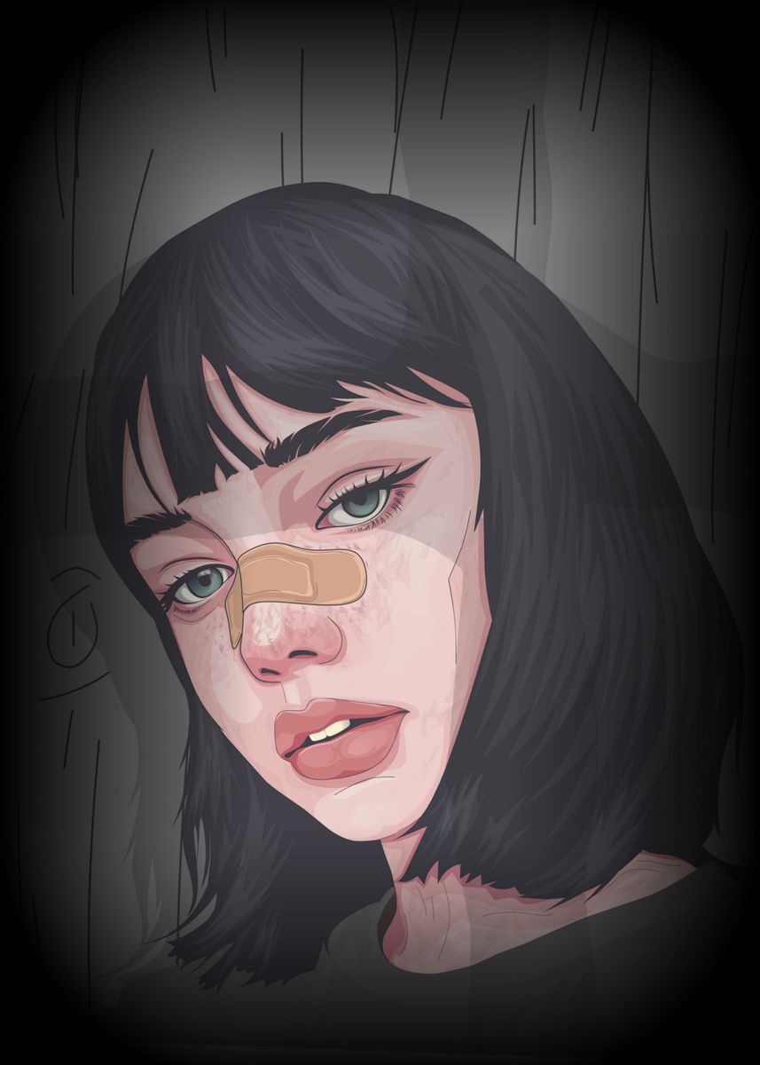'Sad Girl ' Poster, picture, metal print, paint by Wahab Aziz | Displate