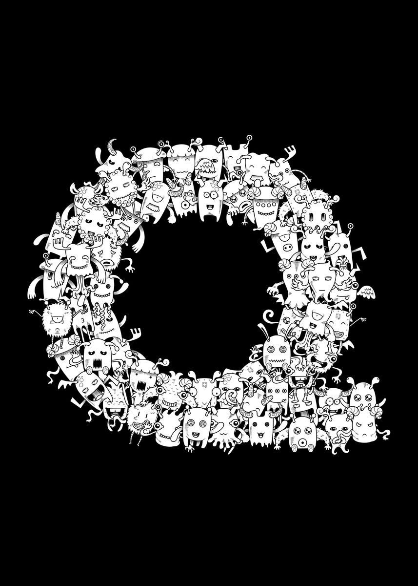 'Letter Q Monster Doodle' Poster by ndolop studio | Displate