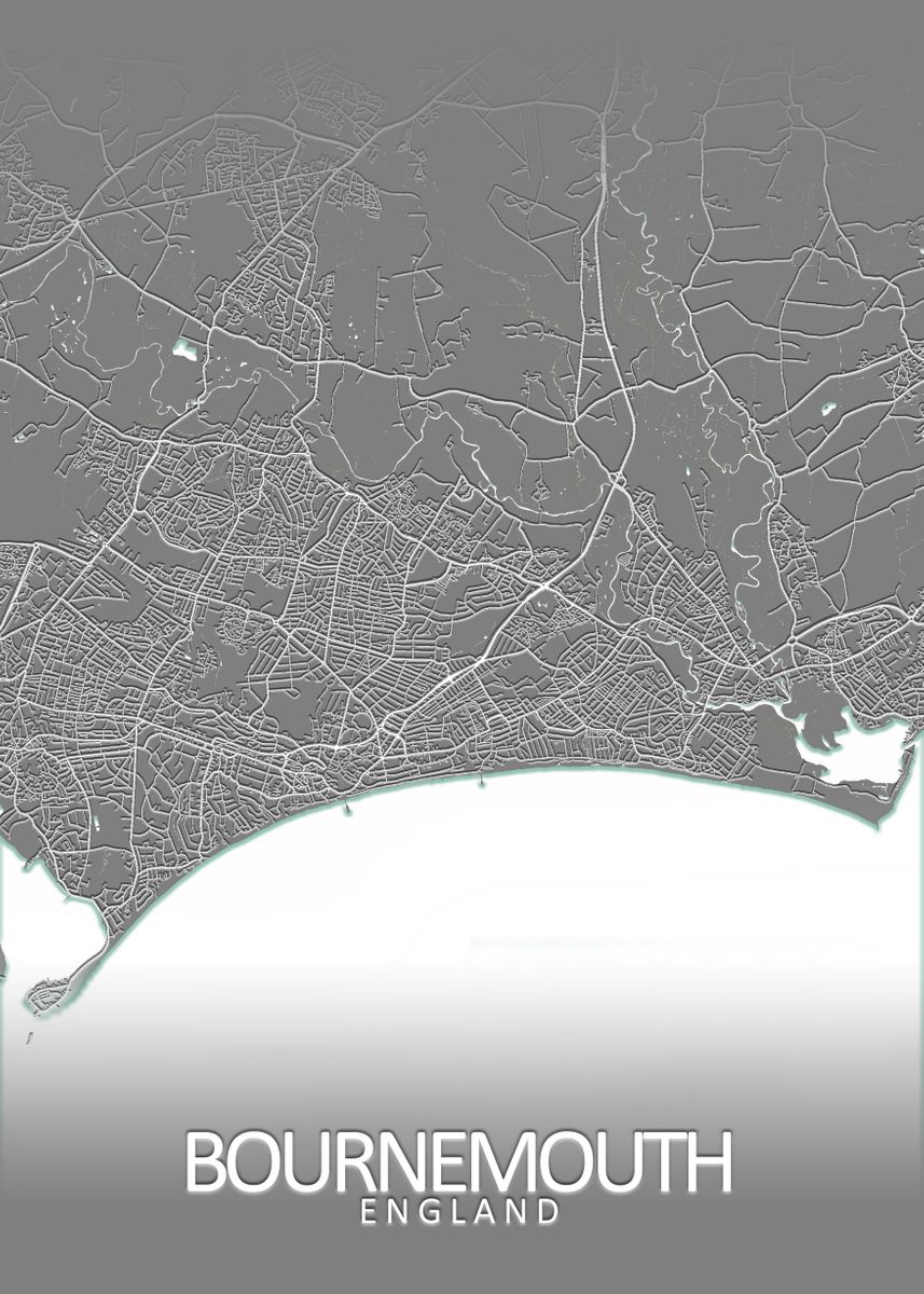 'Bournemouth Grey City Map' Poster by City Map Art Prints | Displate