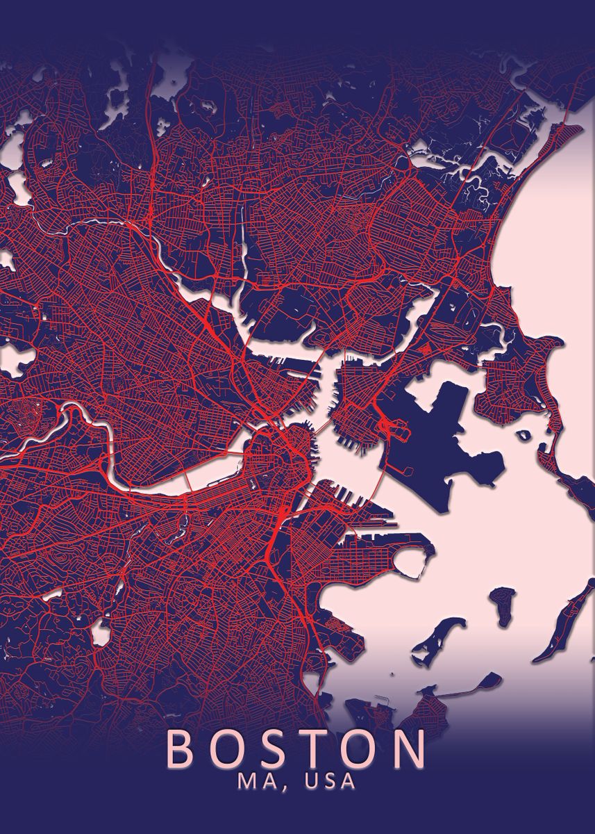 'Boston Red Sox City Map' Poster by City Map Art Prints | Displate