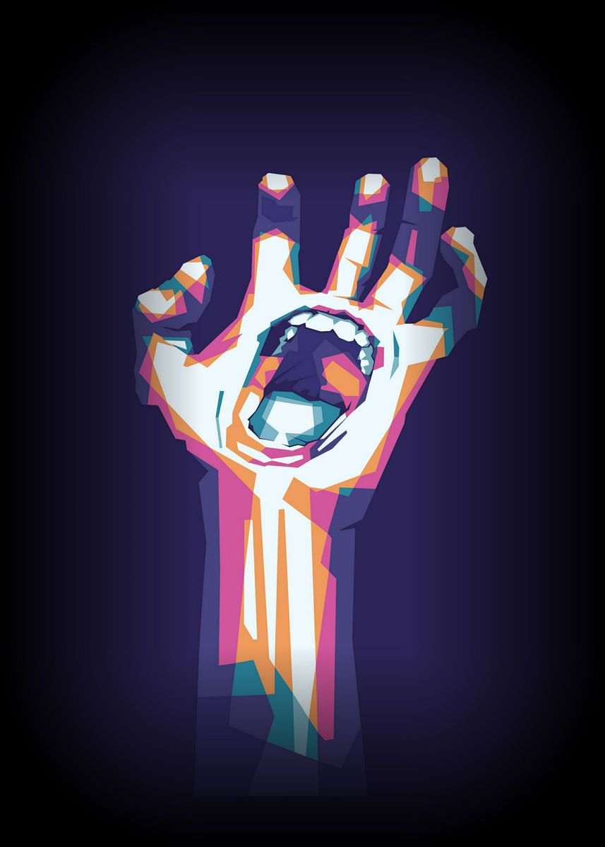 'Angry Hand WPAP ' Poster, picture, metal print, paint by Wahab Aziz ...