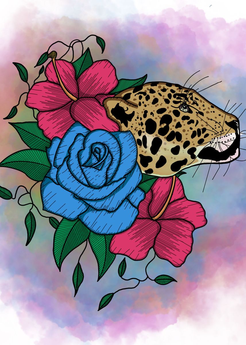 'Floral Jaguar Design' Poster by James Mantell | Displate