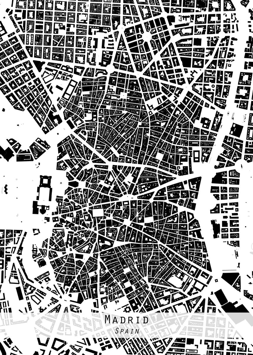 'Madrid city map' Poster, picture, metal print, paint by intrepix ...