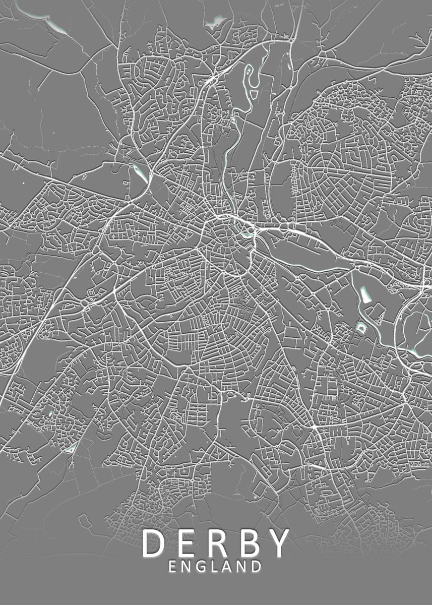 ' Derby Grey City Map' Poster by City Map Art Prints | Displate
