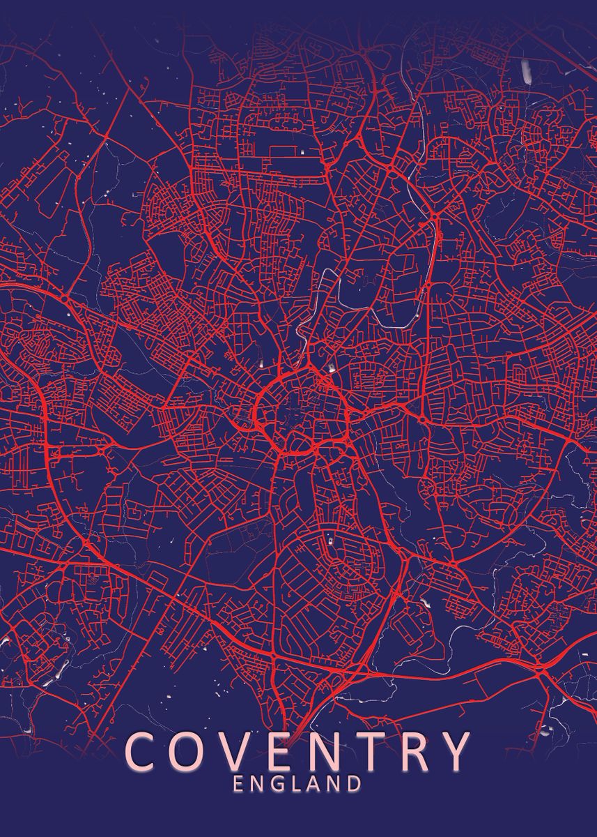 ' Coventry Blue City Map' Poster by City Map Art Prints | Displate