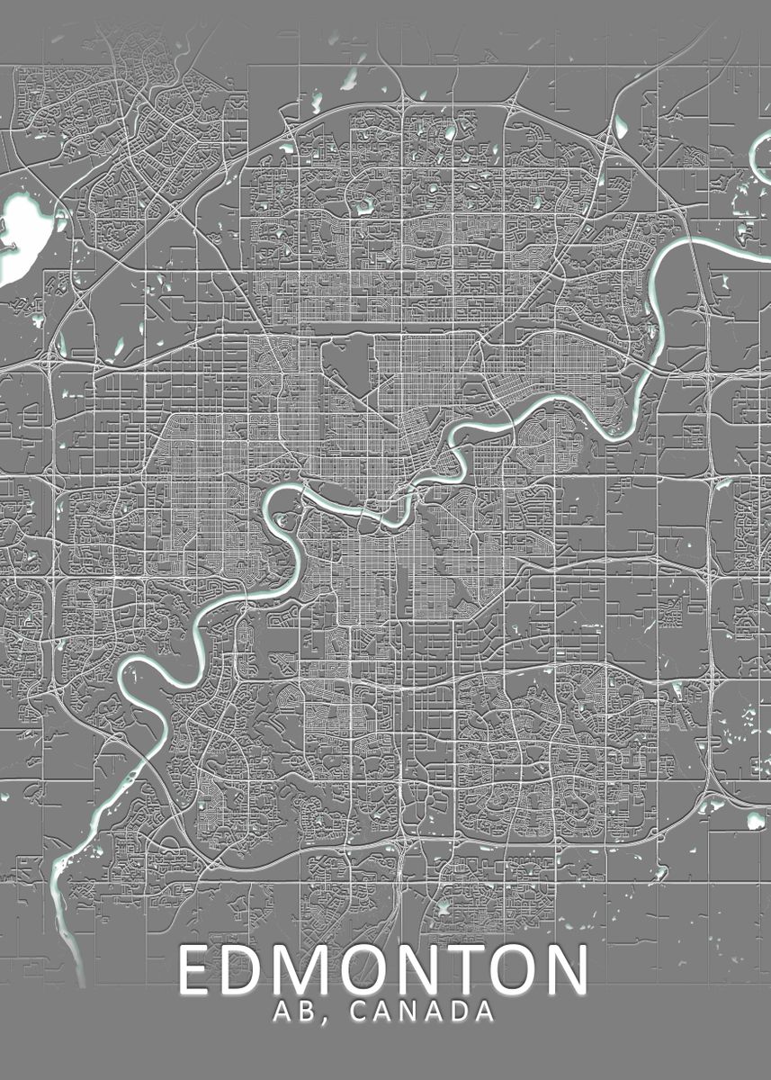'Edmonton Grey City map' Poster, picture, metal print, paint by City ...