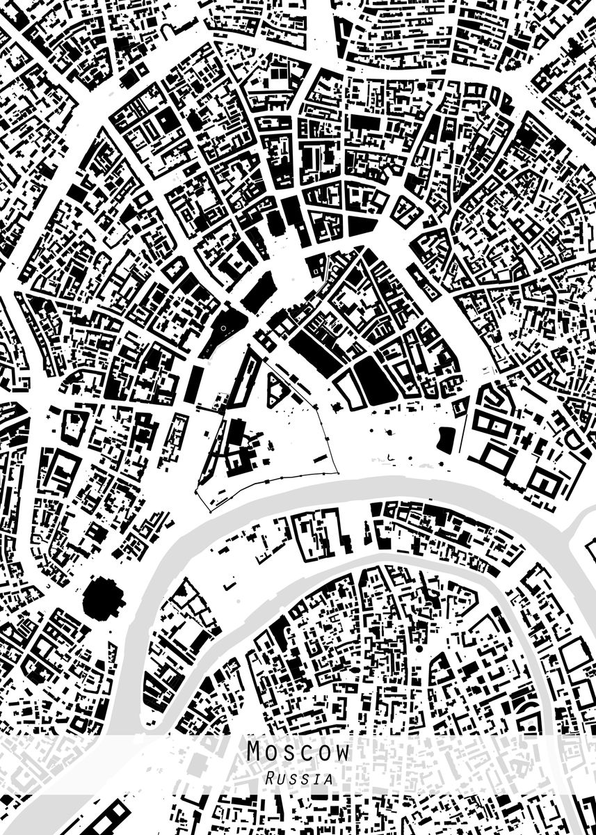 'Moscow city map' Poster, picture, metal print, paint by intrepix ...