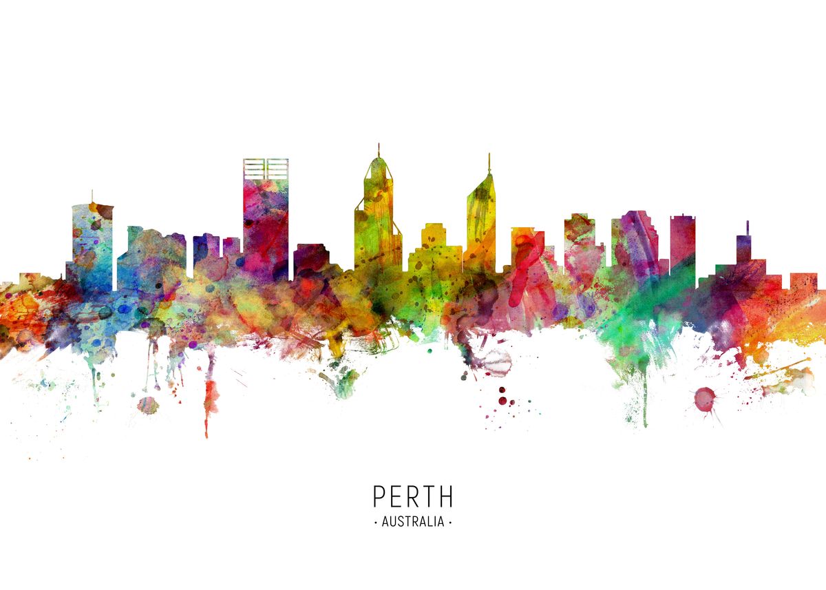 'Perth Australia Skyline' Poster by Michael Tompsett | Displate